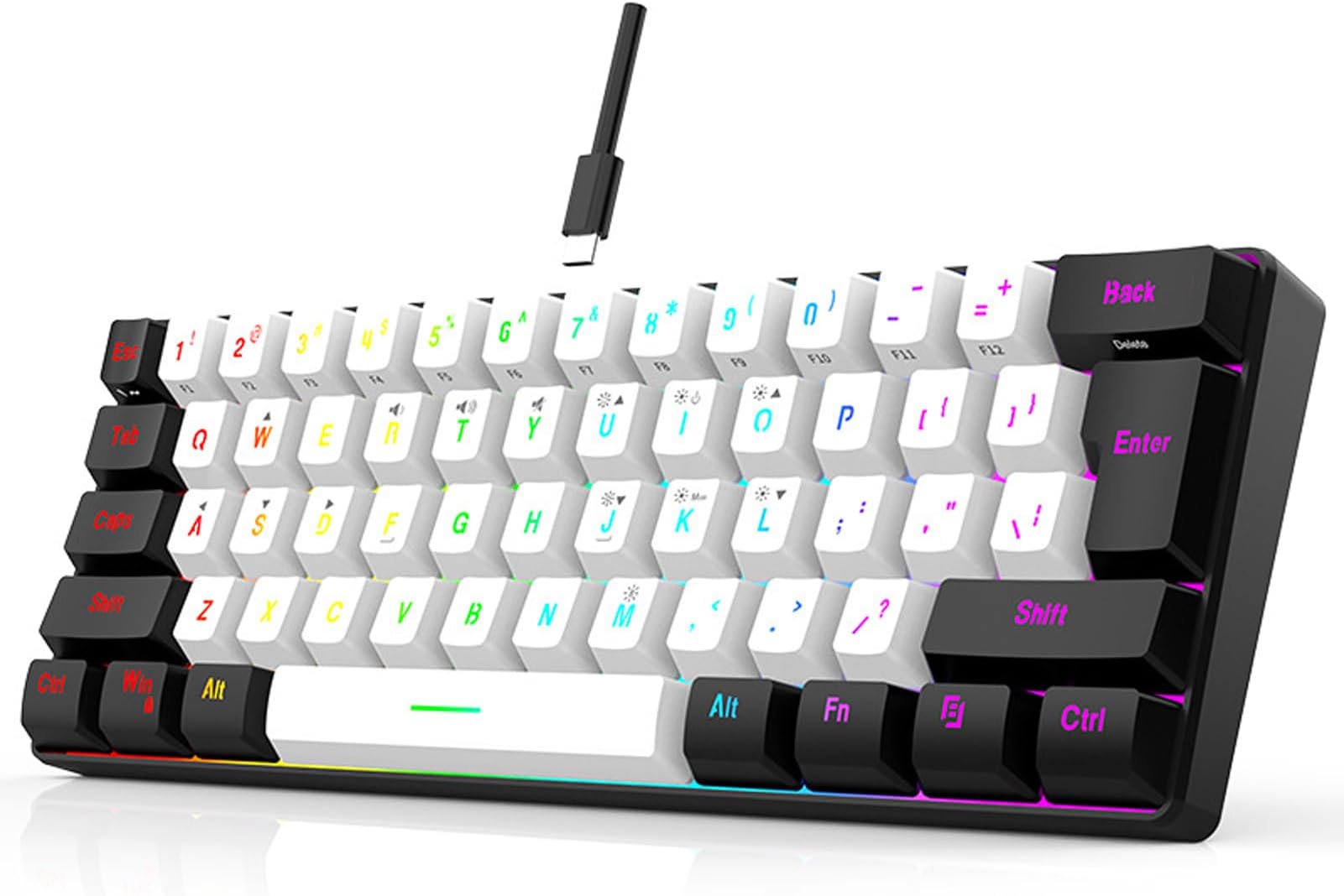 Mini Teclado RGB, Mini 61 Teclas Teclado mecánico para Juegos, Interfaz ...