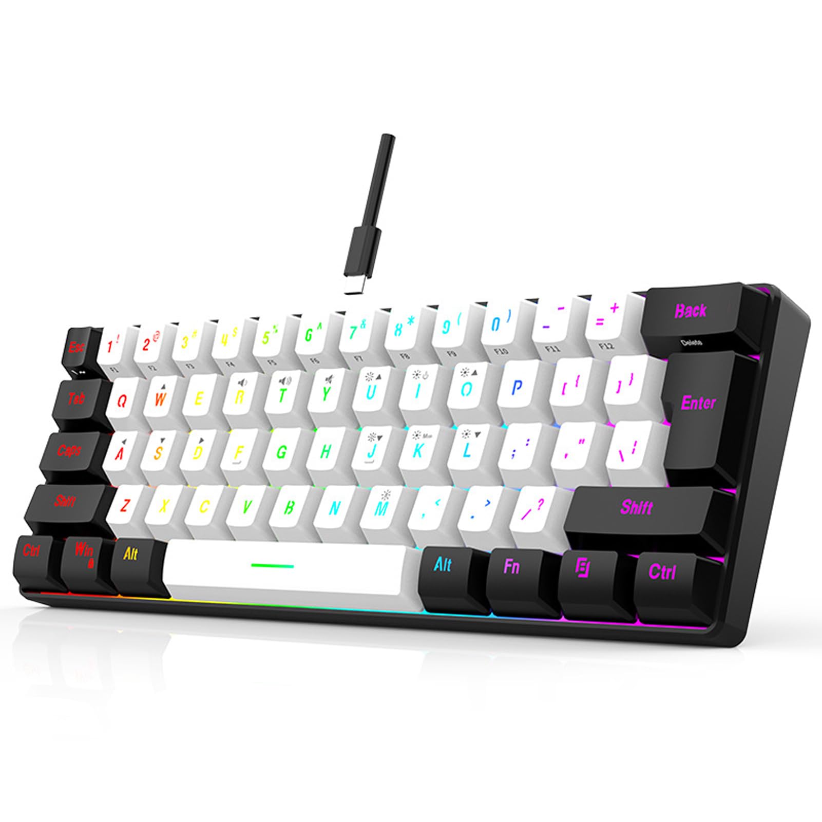 Mini Teclado RGB, Mini 61 Teclas Teclado mecánico para Juegos, Interfaz ...