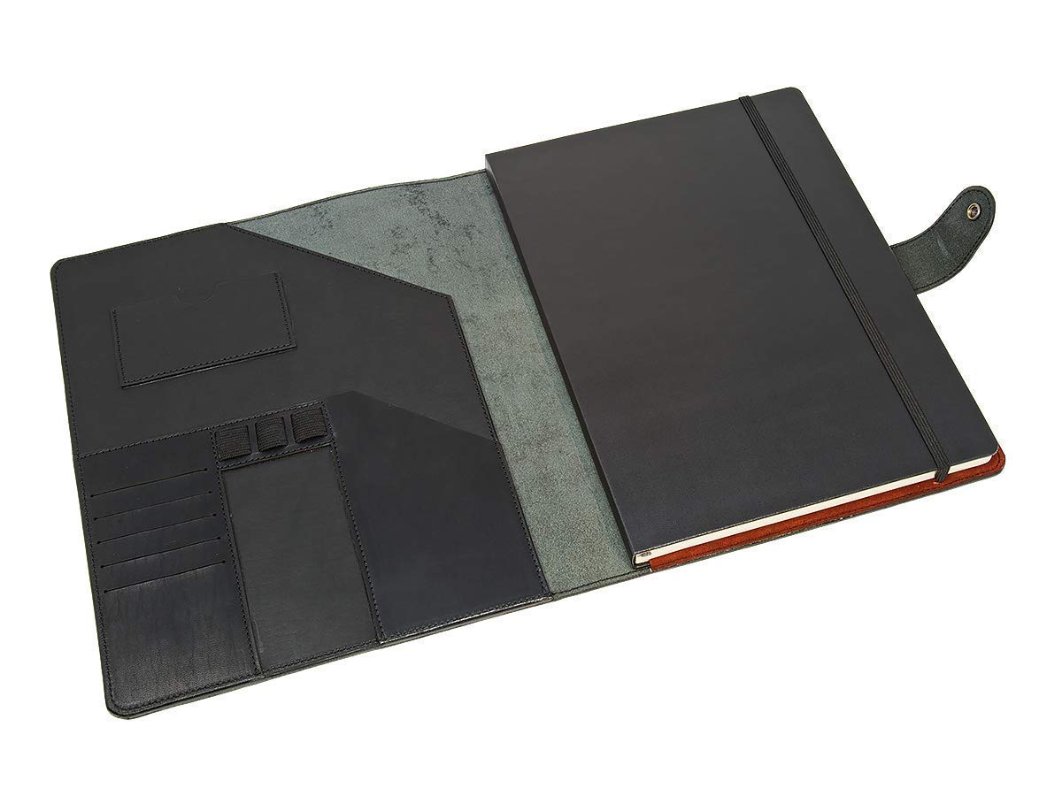 Amazon.com: A4 PadFolio with Snap Closure, Black Leather Padfolio with ...