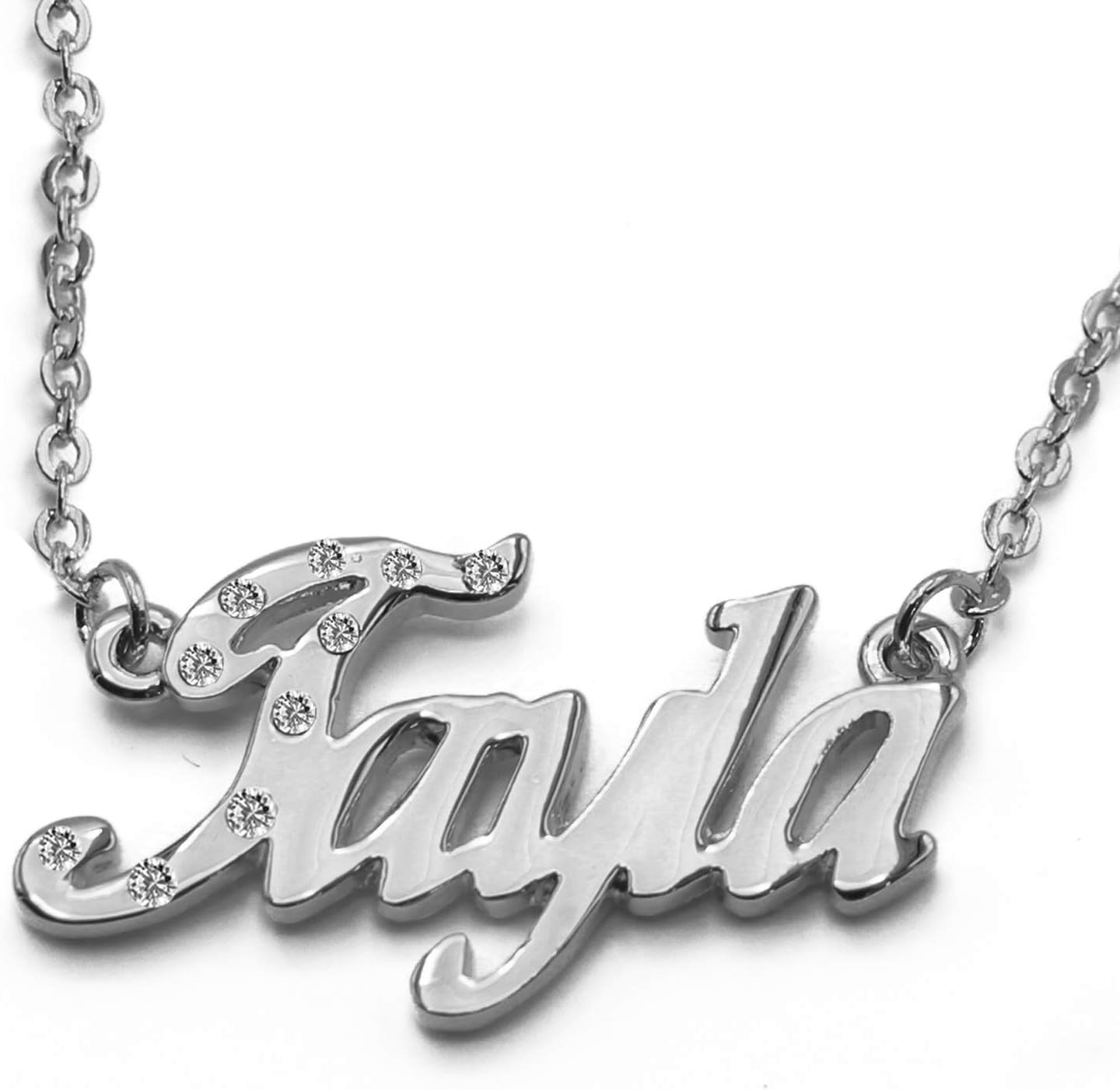 Amazon.com: Tayla Name Necklace 18K White Gold Plated Personalized ...