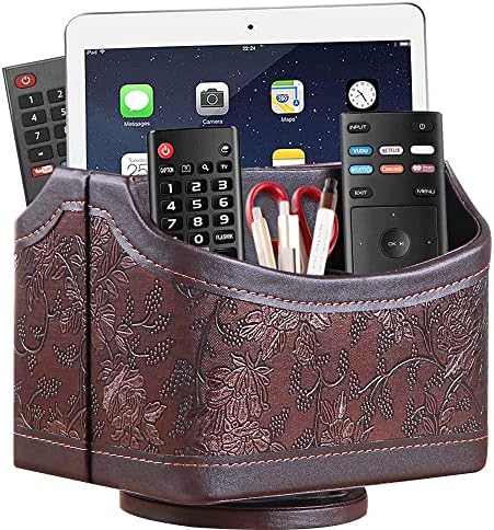 Amazon.com: Militwo 360°Rotatable PU Leather Remote Control Holder, 5 ...