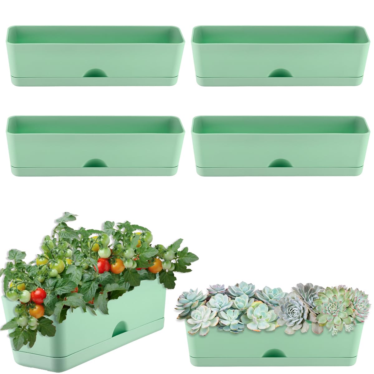 Amazon.com : 6 Pack Rectangle Planter 16x4.4 Inch Window Boxes Planters ...