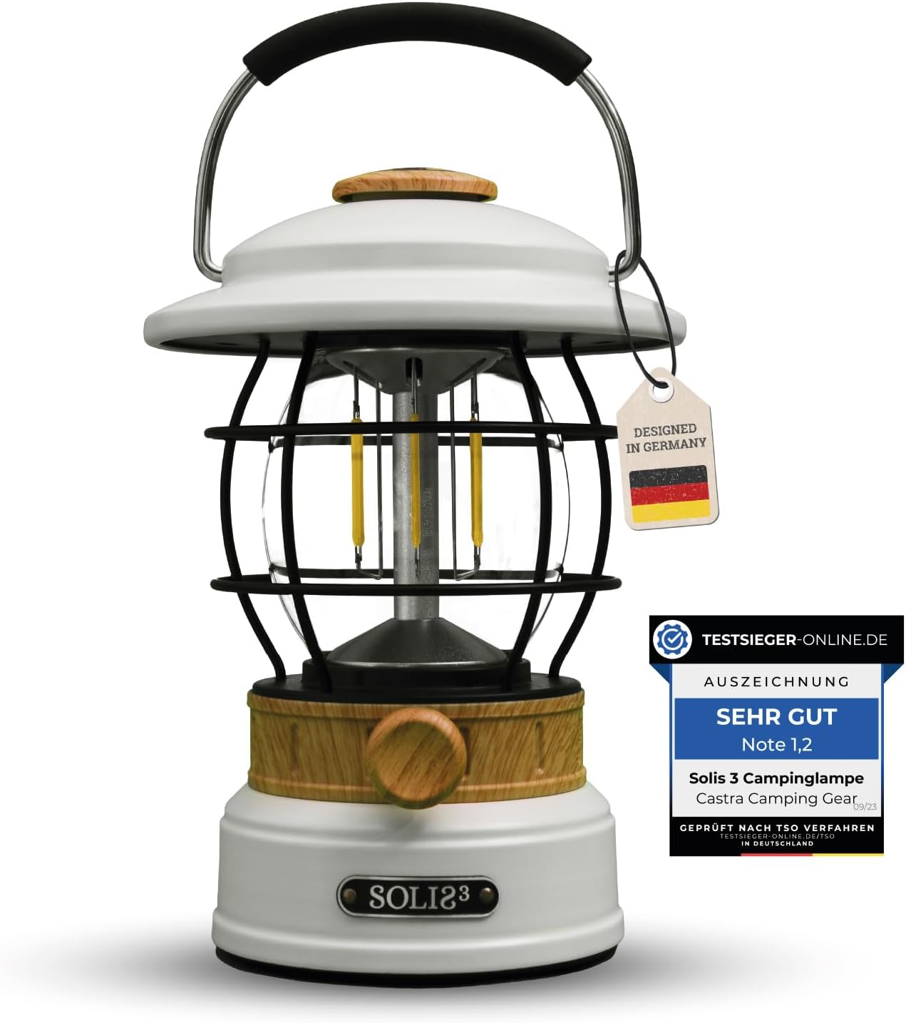 Castra Camping Gear Solis 3 Campinglampe, 8000mAh aufladbarer Akku mit ...