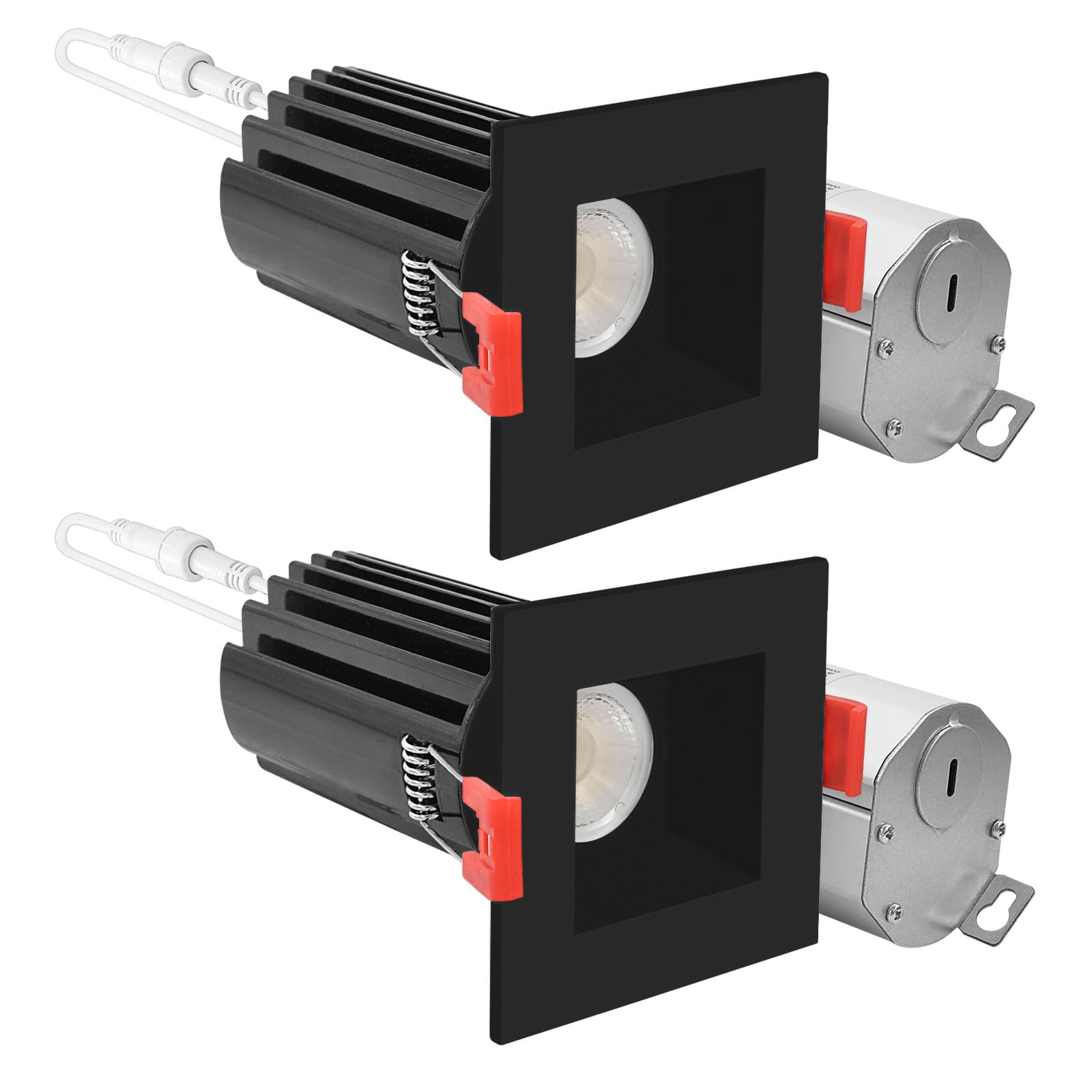 LUXRITE 2 Inch Square LED Recessed Lighting with Junction Box, 15W, 5 ...