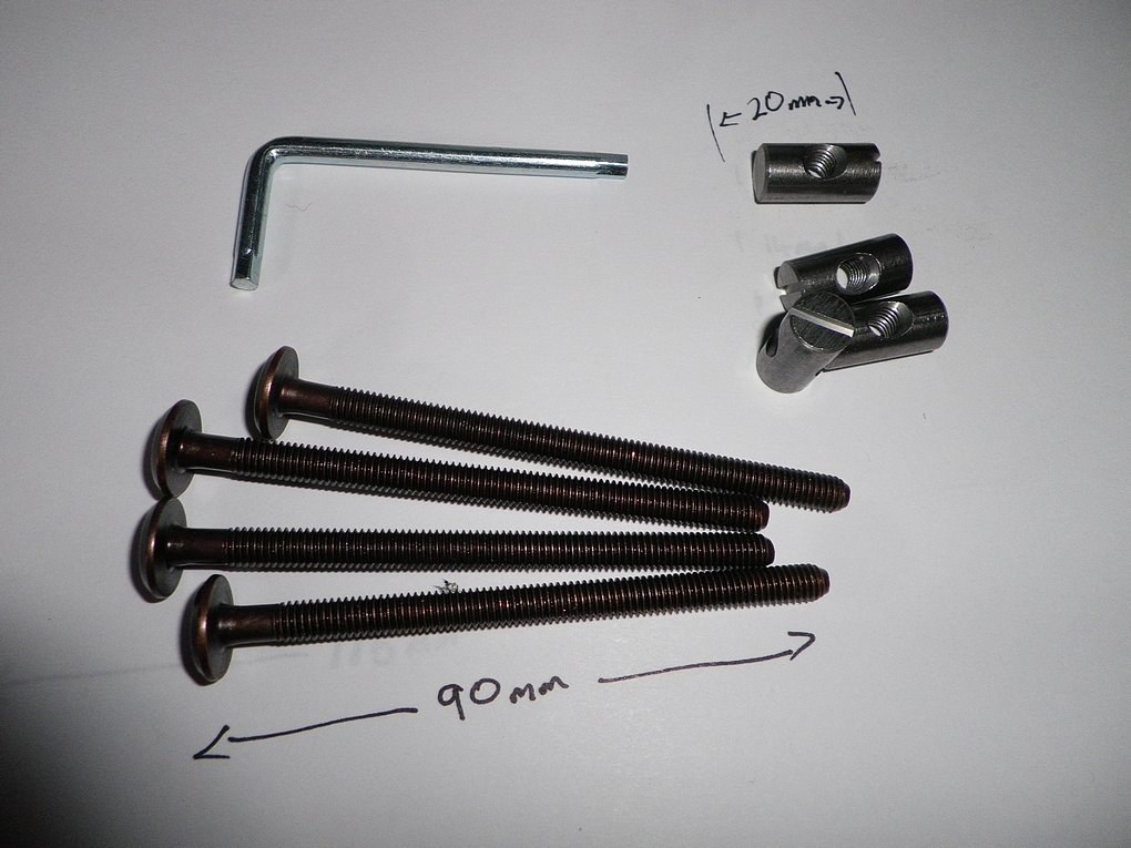 Buy Hafele bed fitting set, bed bolts, barrel nuts 20mm and key 90mm ...