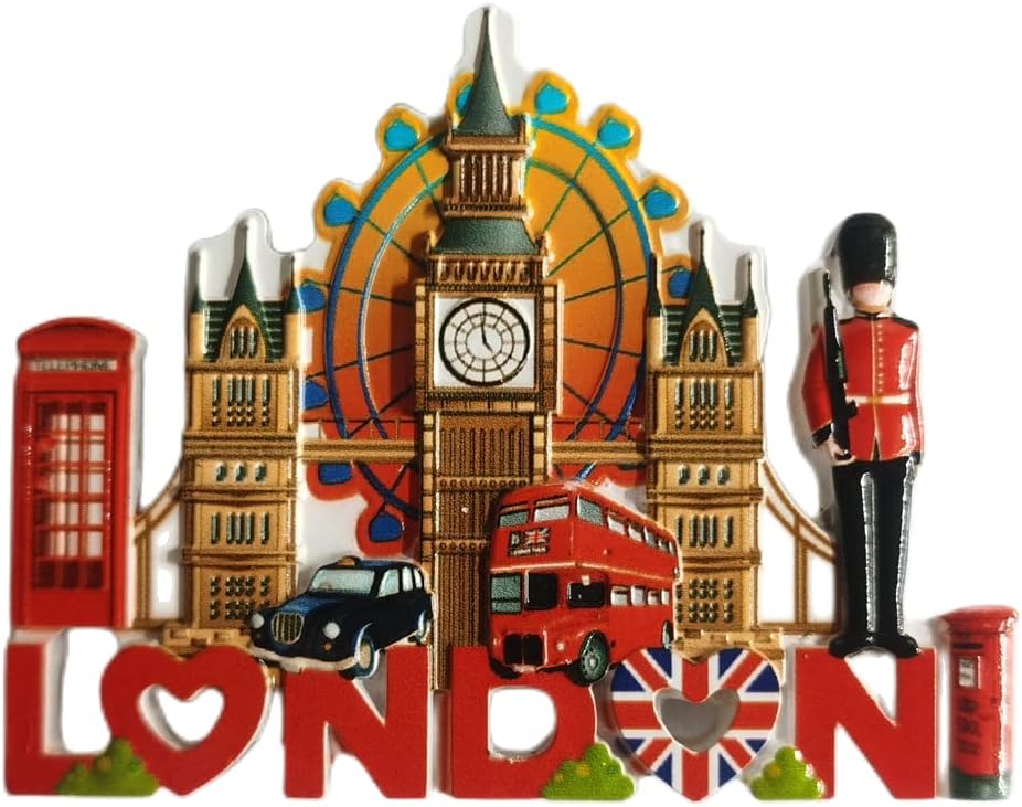 Amazon.com: England London Wooden Magnet 3D Fridge Magnets Travel ...