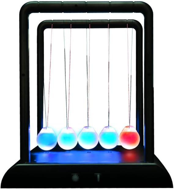 Amazon.com: ScienceGeek Newton's Cradle Desktop Gadget 3 LED Colors ...