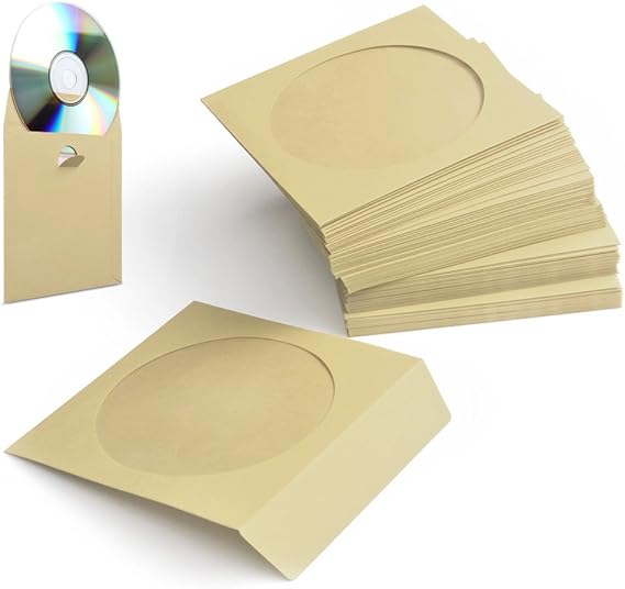 Amazon.com: Flexzion DVD CD Sleeves 100 Pack - Premium Paper CD Sleeves ...