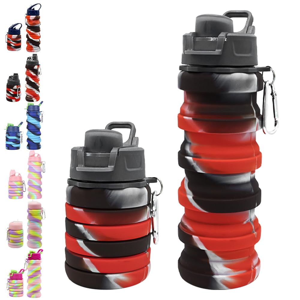 Amazon.com: WATMHHJQ Silicone Collapsible Water Bottles, 16oz 500ml ...