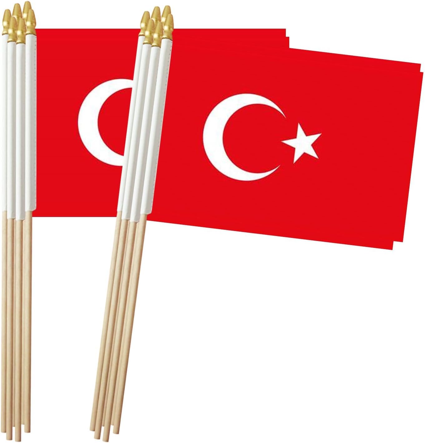 Amazon.com : Turkey Stick Flag, Turk Small Mini Hand Held Flags, Small ...