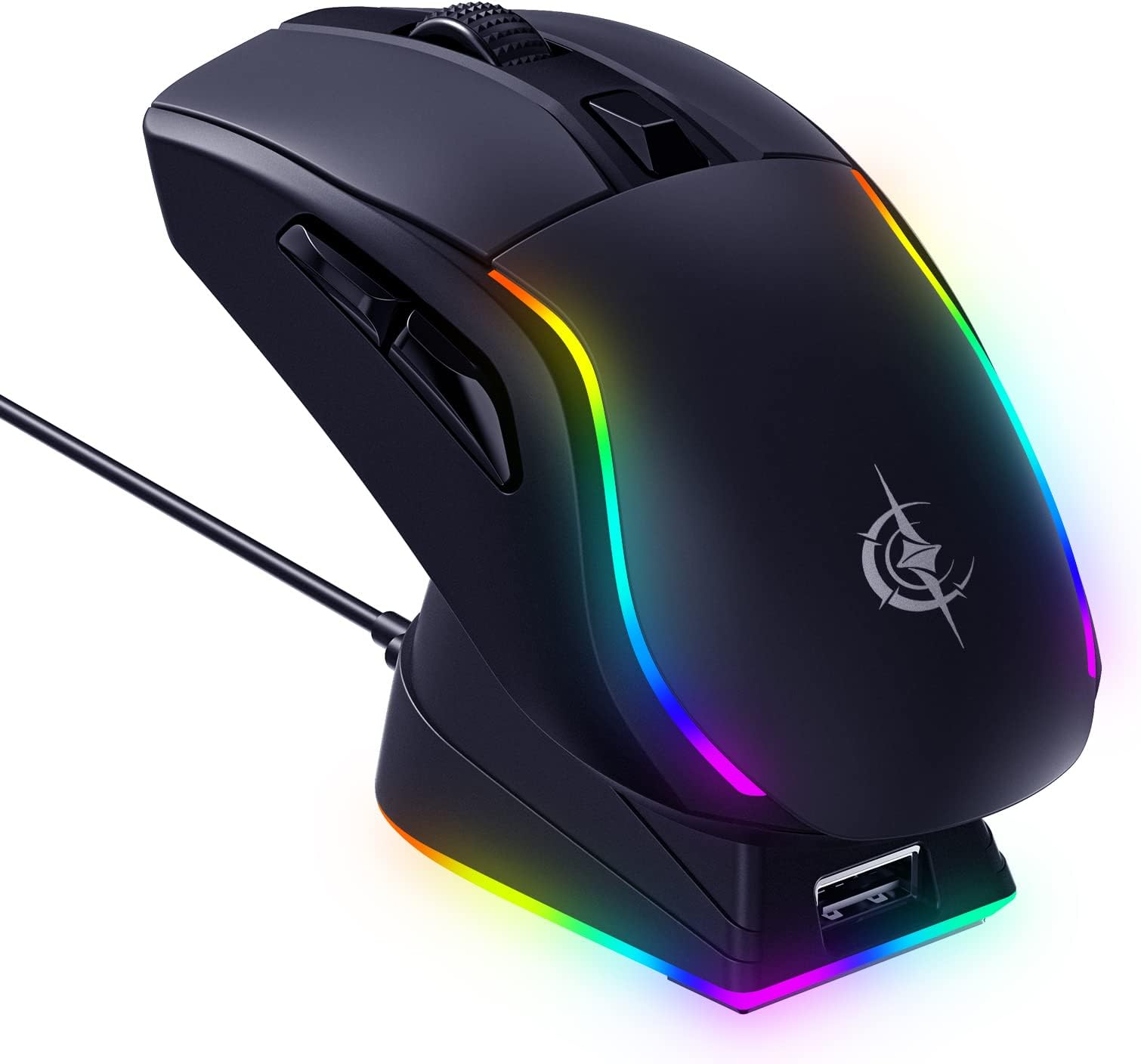 RisoPhy Wireless Gaming Mouse with RGB Magnetic Charging Dock ...