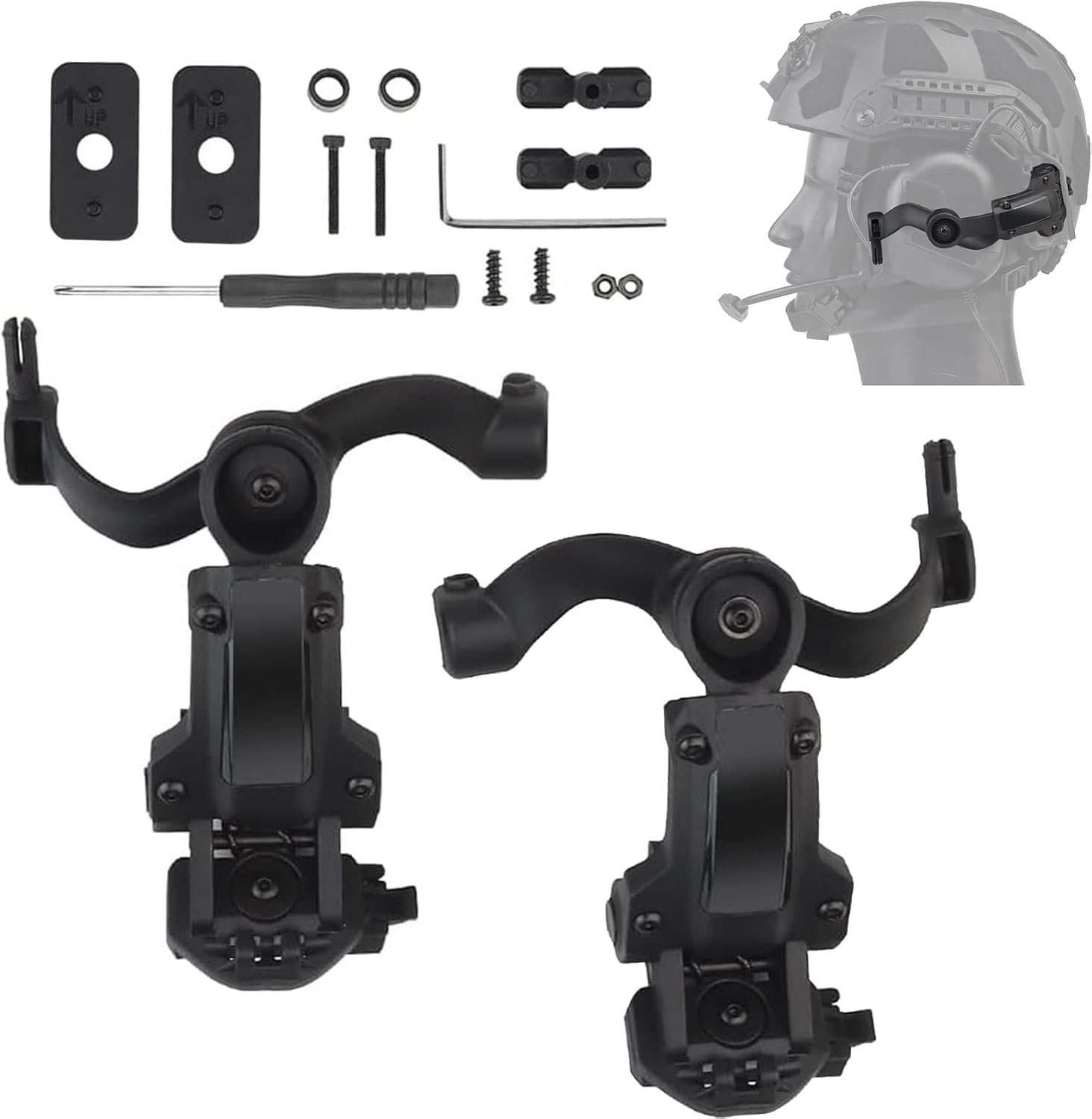 Amazon.com : Tactical Headset Bracket Kit Fast Helmet ARC Rail Adapter ...