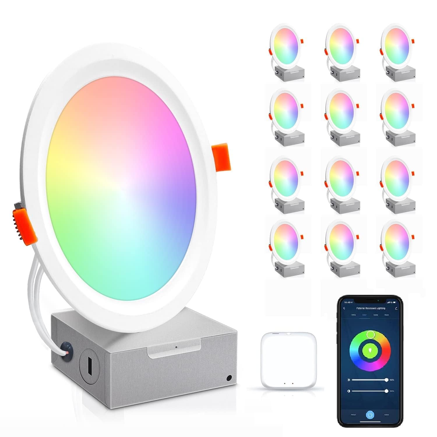 Snapklik.com : Peteme Smart Led Recessed Lighting 6 Inch 12 Pack WiFi ...