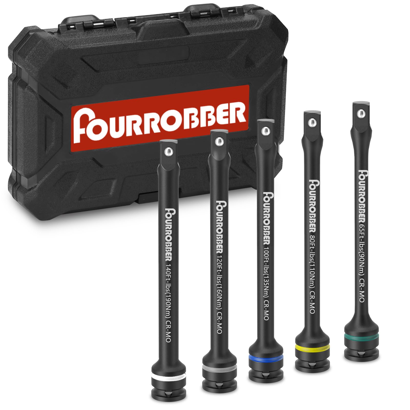 Fourrobber 1/2″ Drive Torque Limiting Extension Bar Set, 5-Piece Lug ...