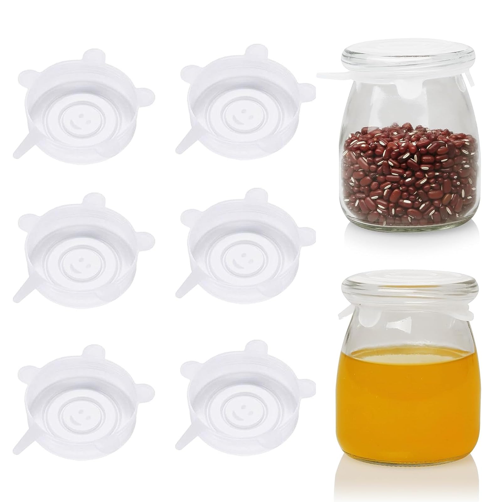 KHDULQ 6Pcs Silicone Lids, Reusable Food Covers, BPA Free Silicone Lids ...