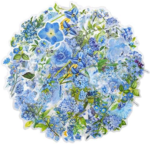 Amazon.com: 100 Pieces Blue Flower Stickers Set - Cute Floral ...