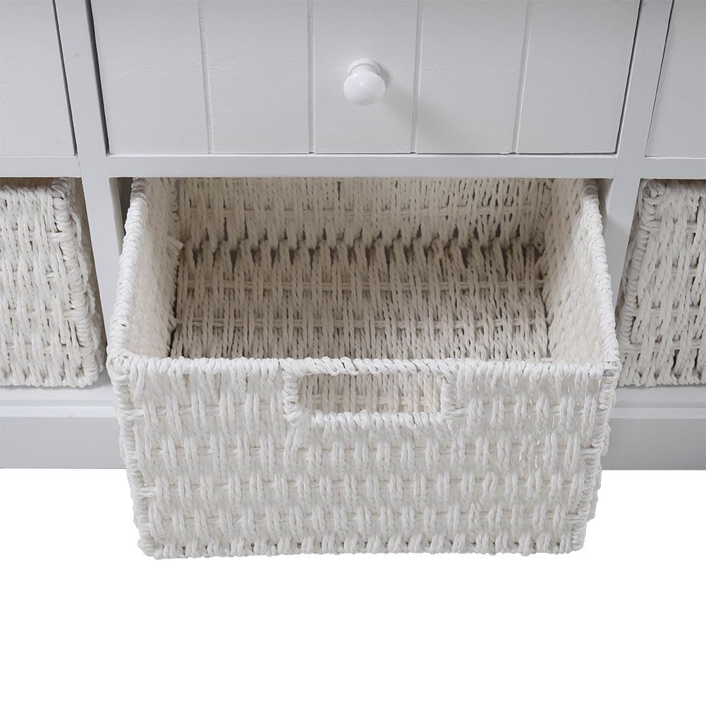 White Wicker Bench With Storage Baskets Arina Hall Tree Entryway Bench
