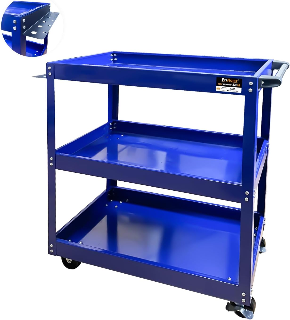 Amazon.com: FITHOIST 3-Tier Rolling Tool Cart, 330LBS Metal Mechanic Tool Cart on Wheels, Heavy ...