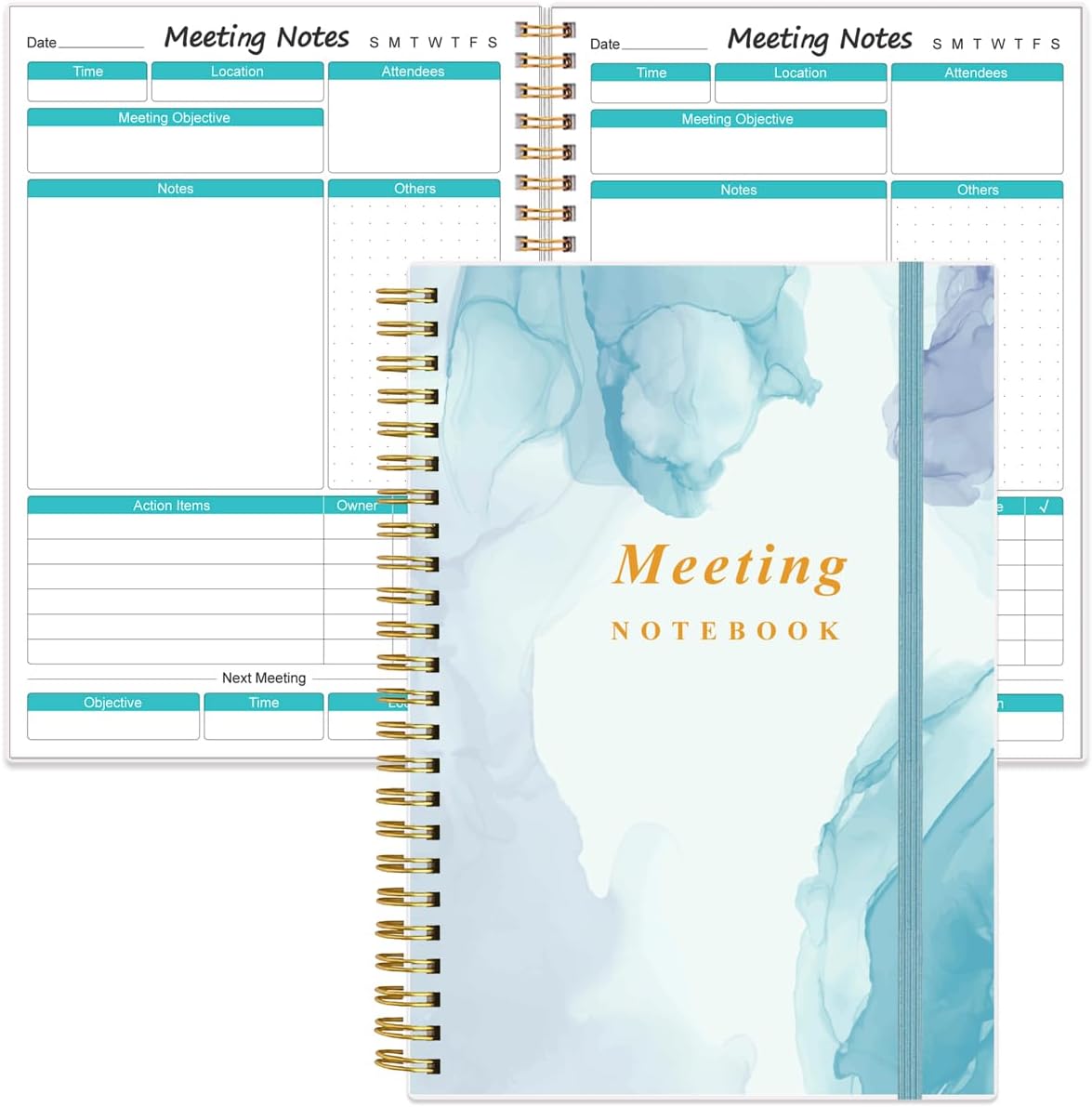 Amazon.com : Meeting Notebook for Work with Action Items - A5 Spiral ...
