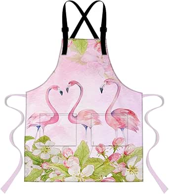 Amazon.com: LshyMn Flamingo Apron 33.4x27.5 Inches Cartoon Zoo Animals ...