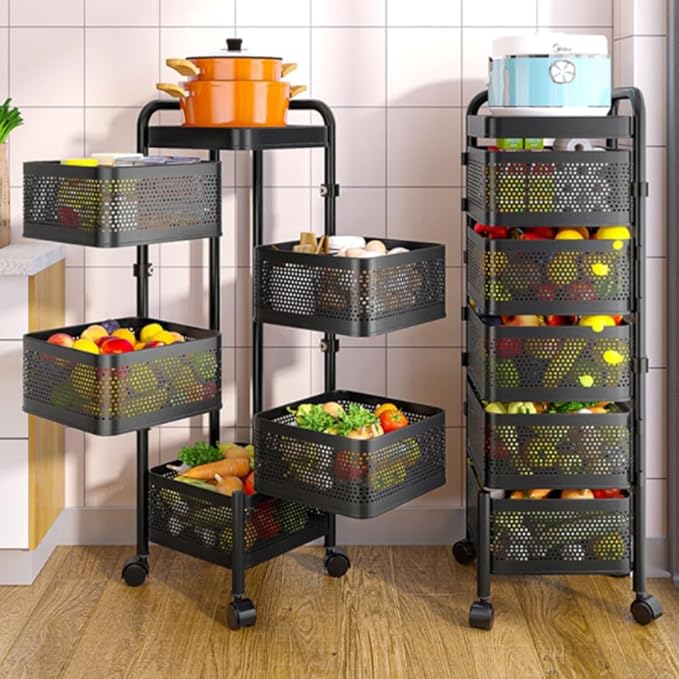 BTGGG Vegetable Rack 5 Tier Rotating Kitchen Storage Rack Fruit ...