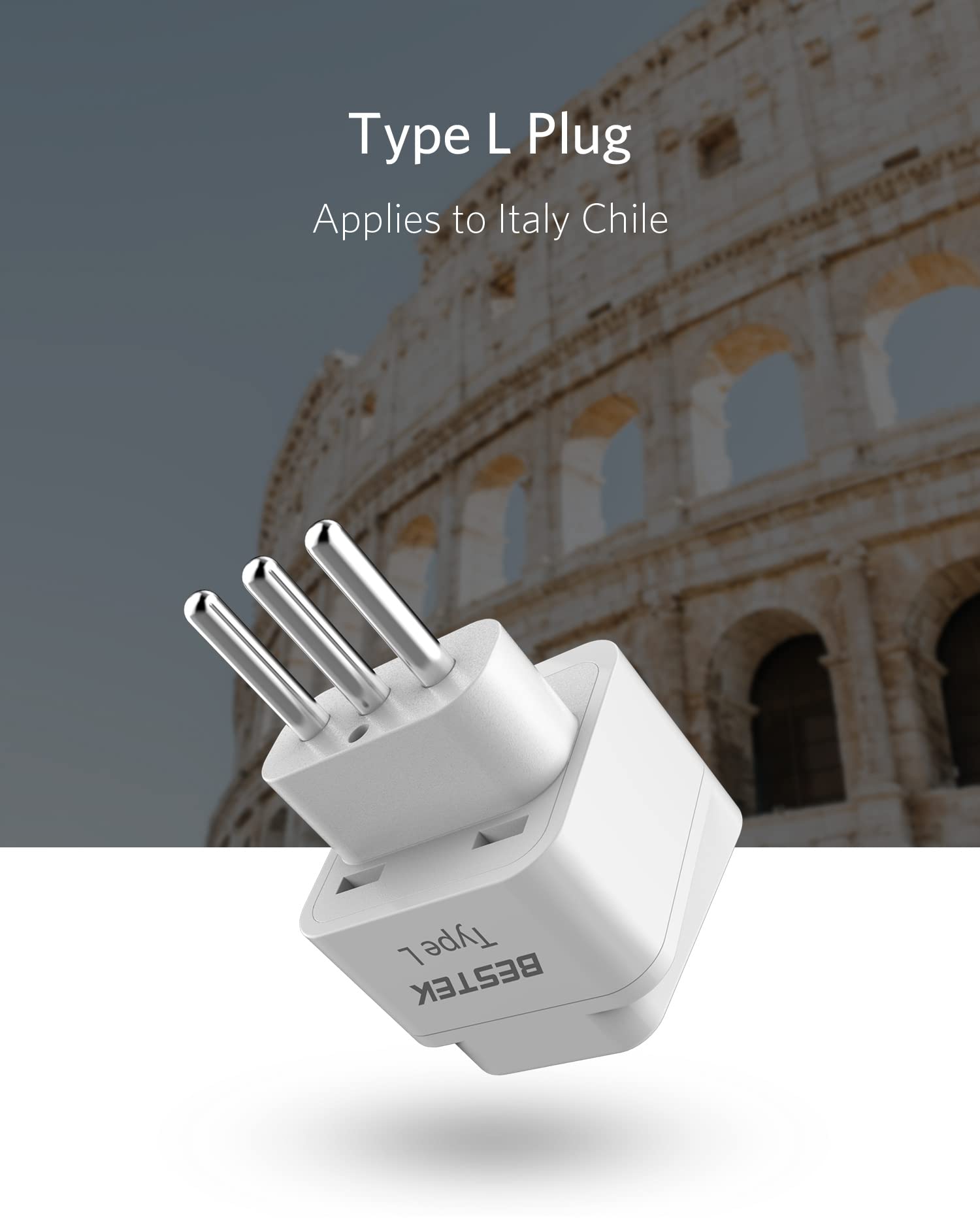 BESTEK Italyl Travel Plug Adapter, Grounded Universal Type L Plug ...