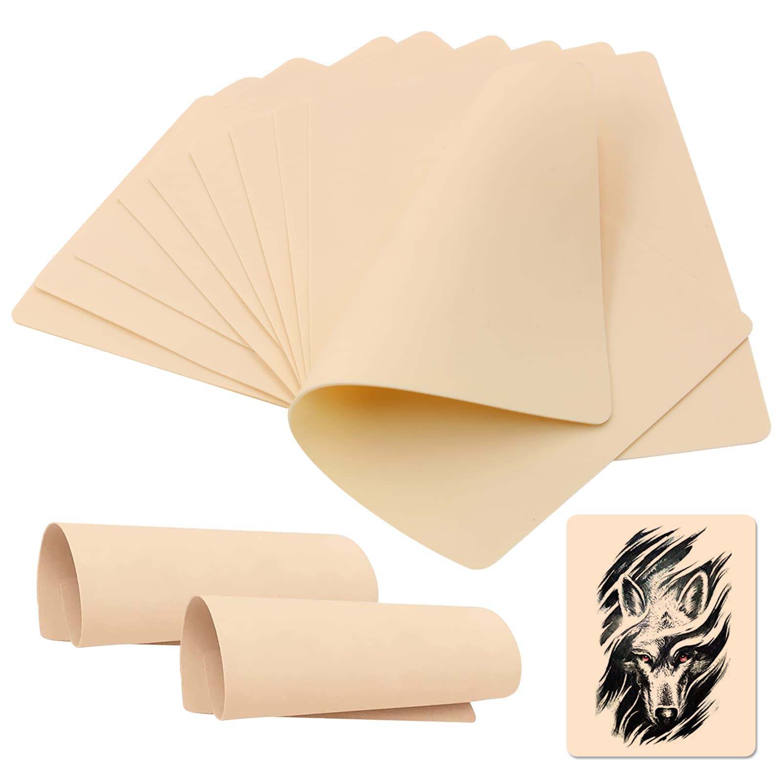 Tattoo Fake Skins, Rayyl 10PCS Fake Skins Blank Tattoo Practice Skins 7 ...