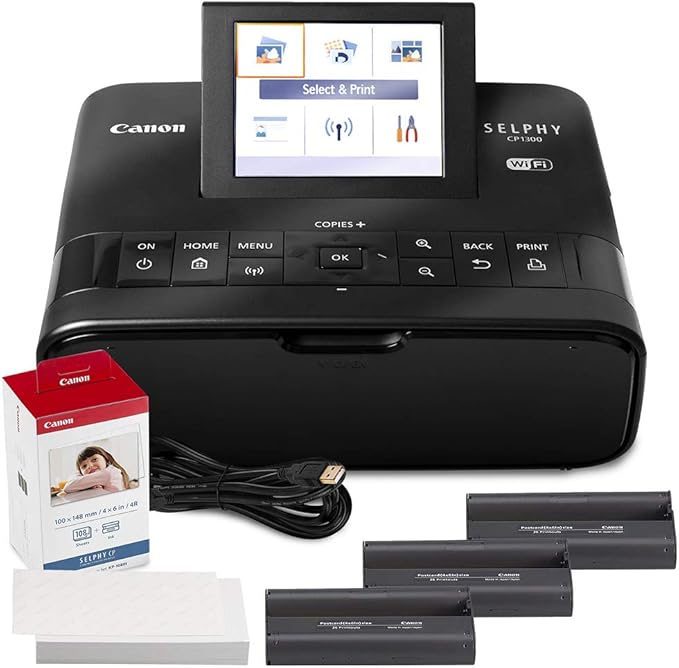 Amazon.com: Canon SELPHY CP1300 Compact Photo Printer (Black) with WiFi ...