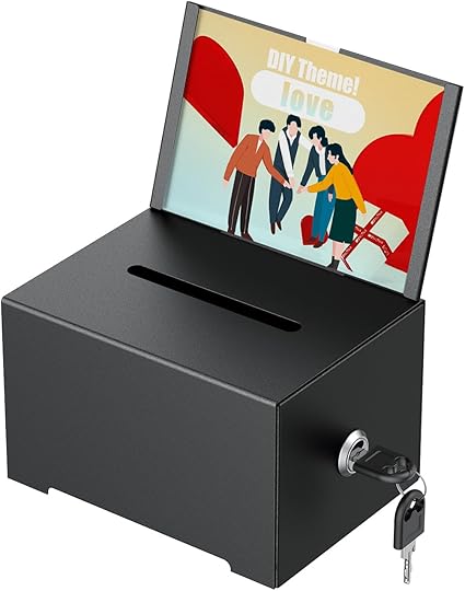 Amazon.com: Uniclife Metal Donation Box for Fundraising, Suggestion Box ...