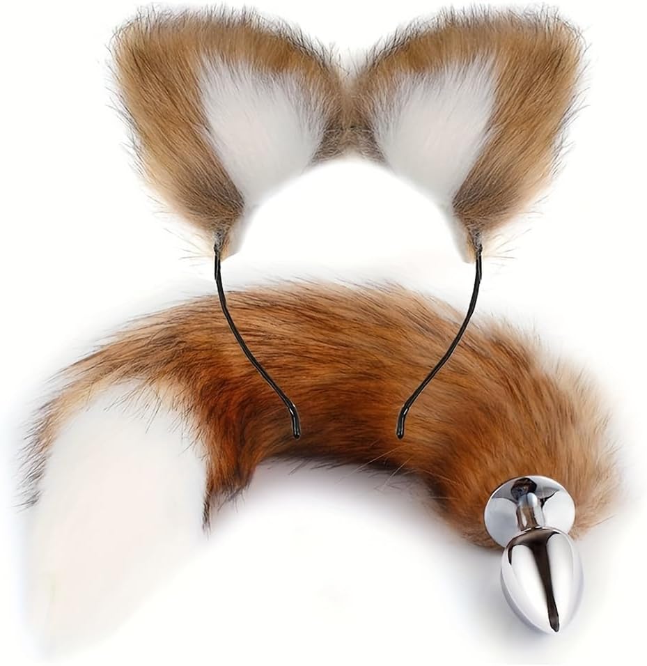Amazon.com: Fox Costume Set for Adults: Sexy Faux Fur Fox Tail Plug ...