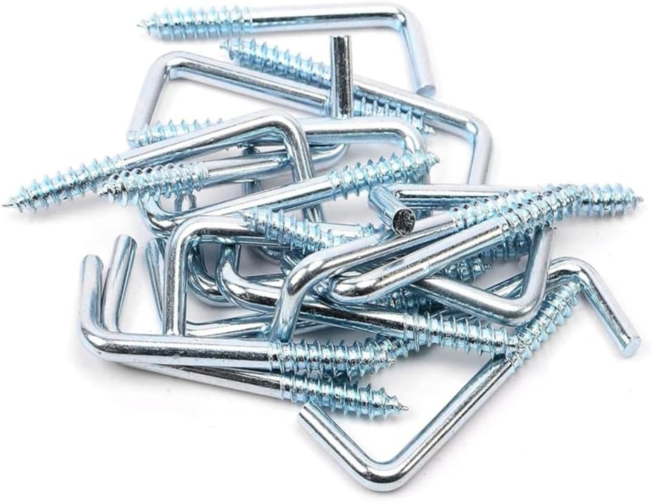 30 Pack Right Angle Hooks Zinc Plated L Hook Screws Self Tapping 7 ...