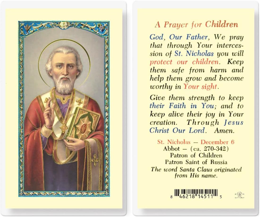 Amazon.com : Generic A Prayer for Children/St. Nicholas Laminated Holy ...