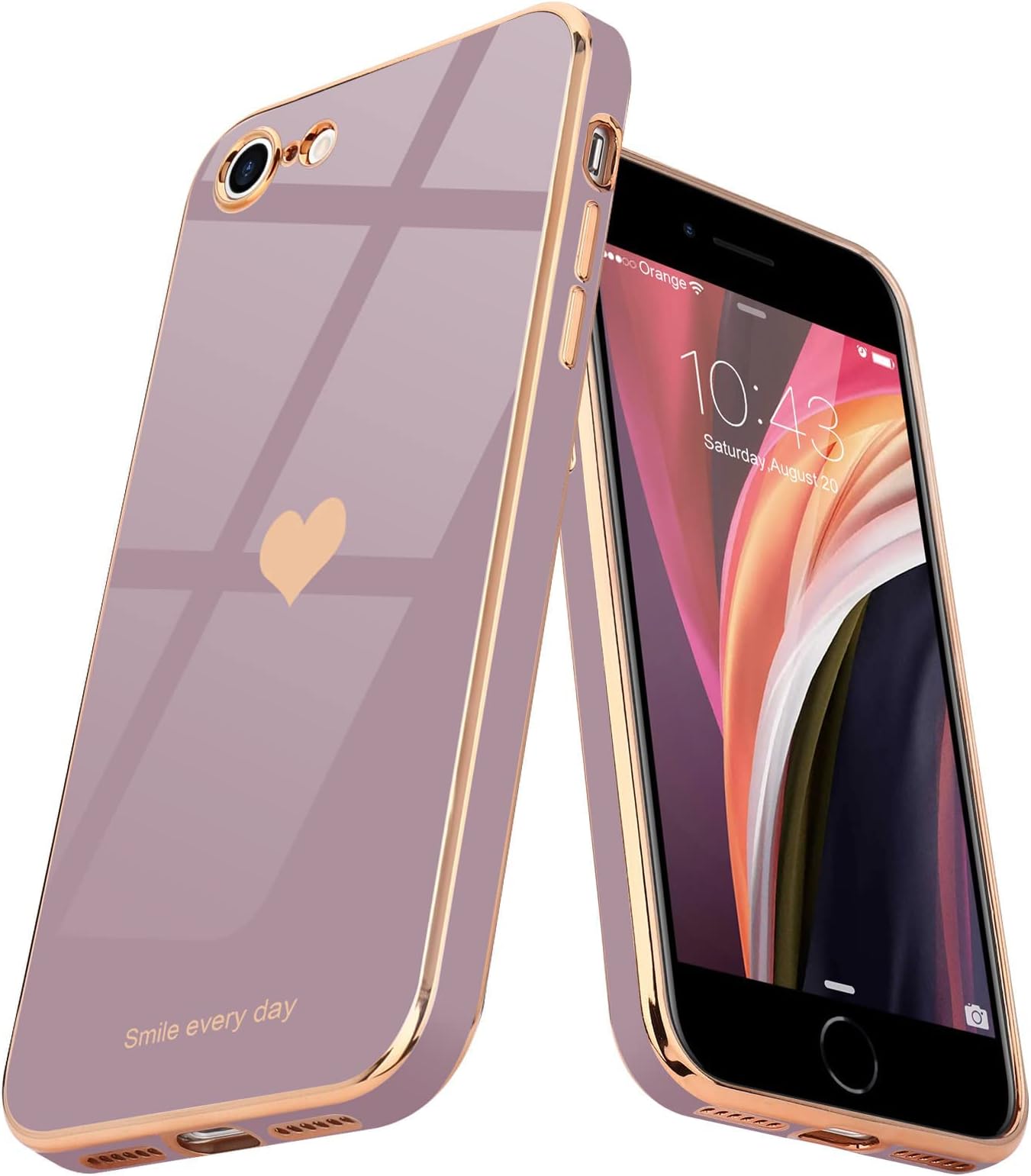 Amazon.com: BAISRKE Shiny Rose Gold Marble Design Clear Bumper Matte ...