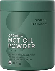 Sports Research Organic MCT Oil Powder - Keto & Vegan MCTs C8, C10 from Coconuts - Fatty Acid ...