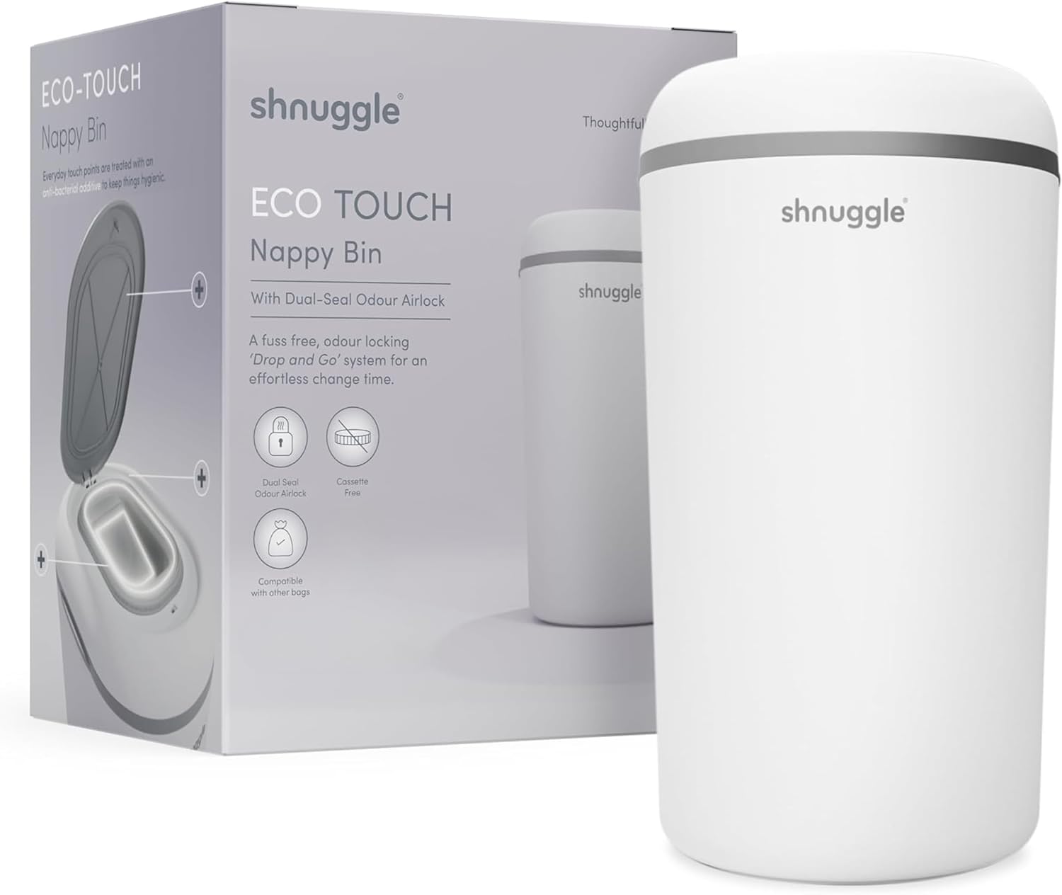 Shnuggle Eco-Touch Nappy Bin (Diaper Pail) | Eco-Friendly Nappy ...
