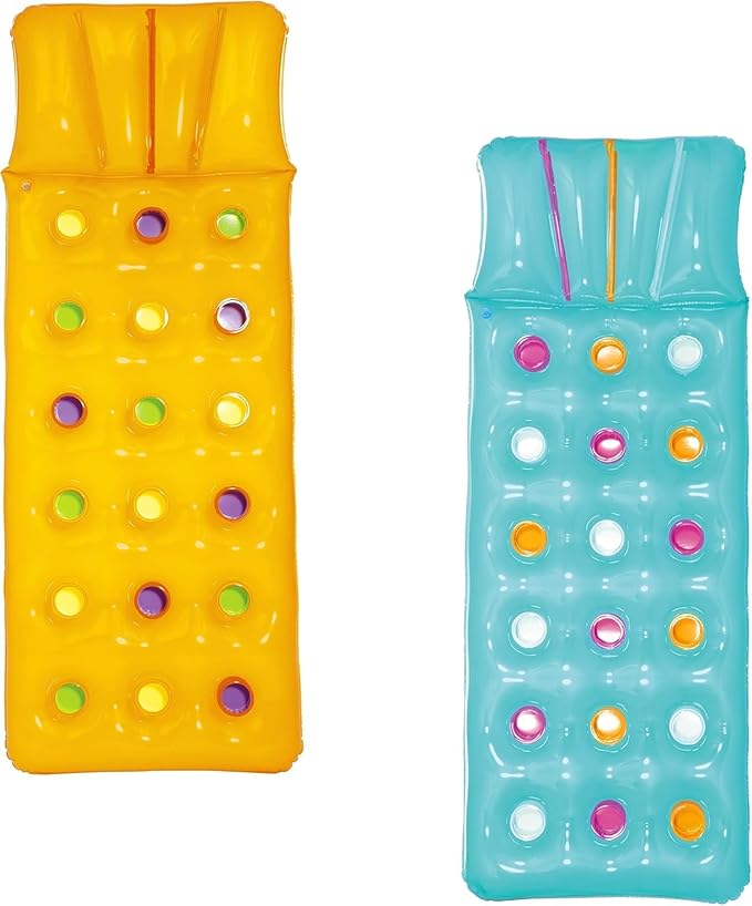 2x Bestway Inflatable 18 Pocket Fashion Sun Lounger Lilo Swimming Pool ...