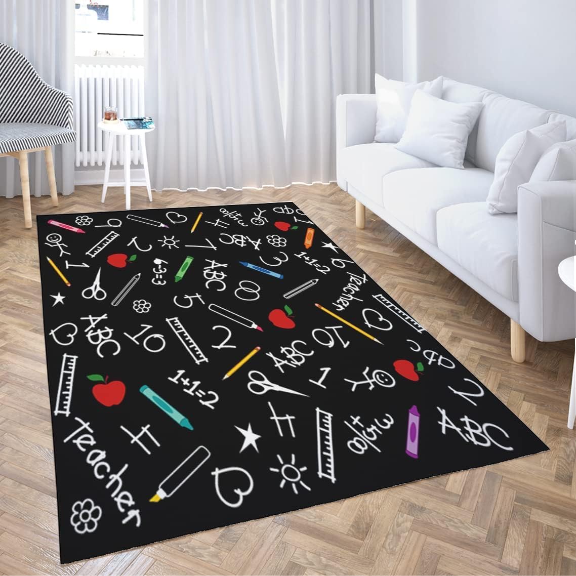 Amazon.com: LOKMU Non-Slip Area Rugs Back to School Blackboard Chalk ...