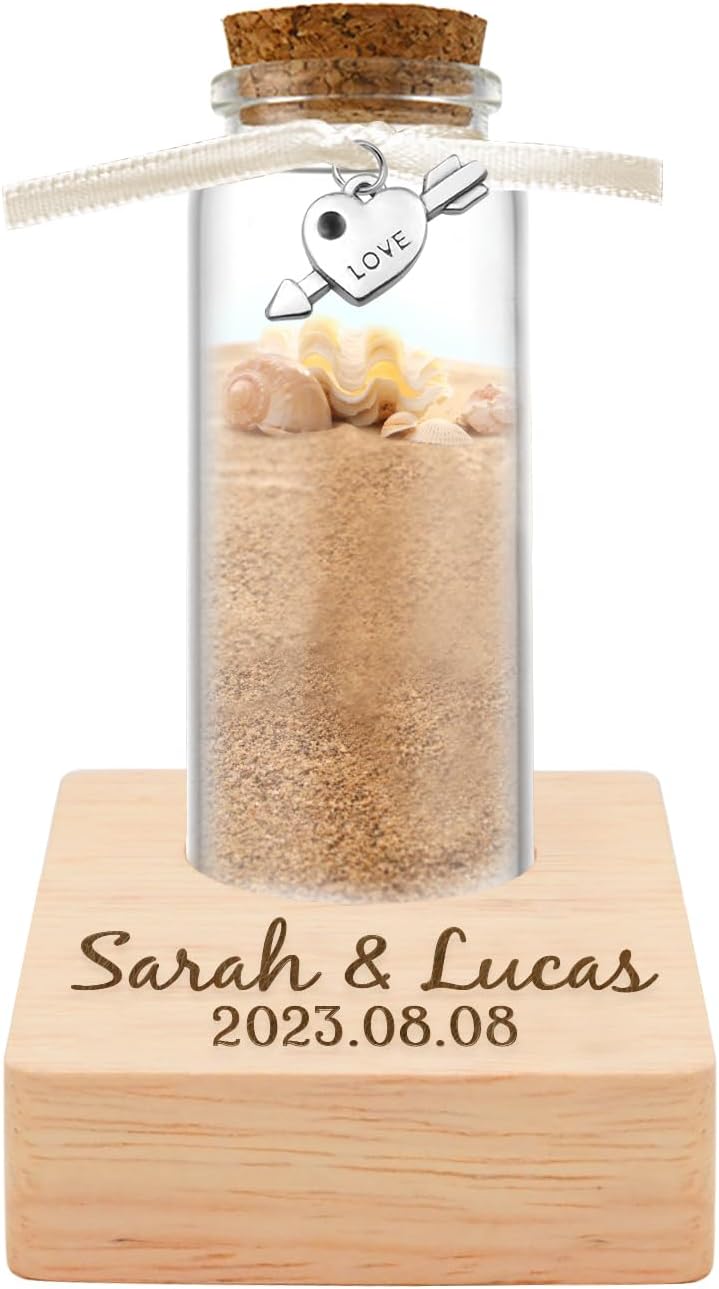 Amazon.com: Personalized Honeymoon Sand Jar，Custom Anniversary Photo ...