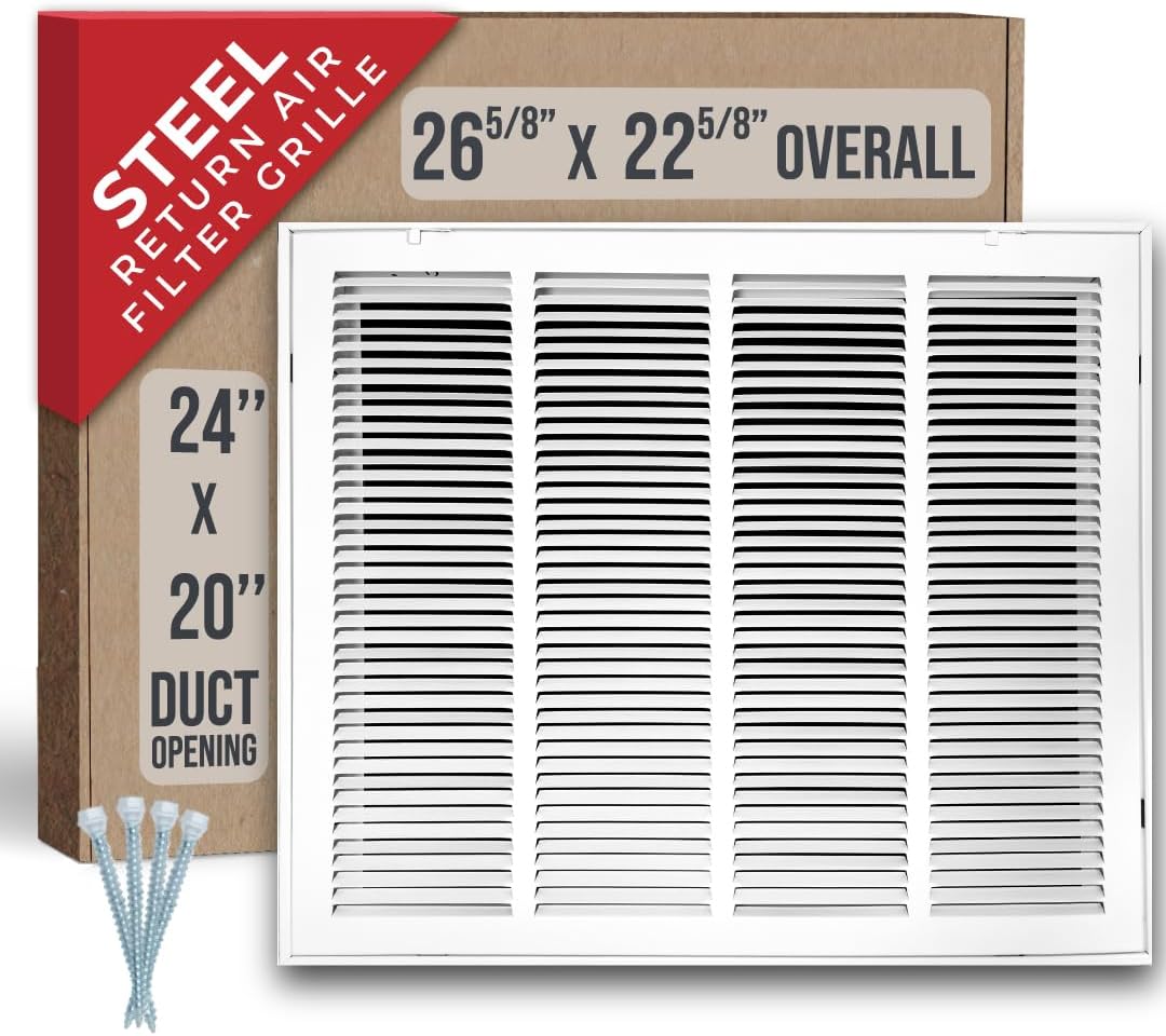 24" X 20" Steel Return Air Filter Grille for 1" Filter - Easy Plastic ...