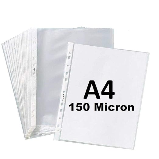 True-Ally 150 Micron A4 Waterproof Transparent Document Leaf/Sleeve ...