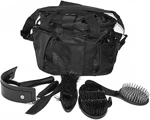 Rhinegold BLACK GROOMING BAG WITH KIT, 7 Pieces Equestrian Grooming ...