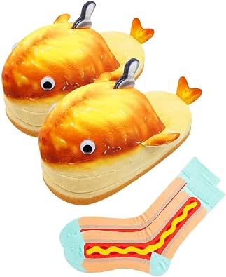 Amazon.com | Pacreck 2pcs Hamburger Slippers Food Shoes Plush ...