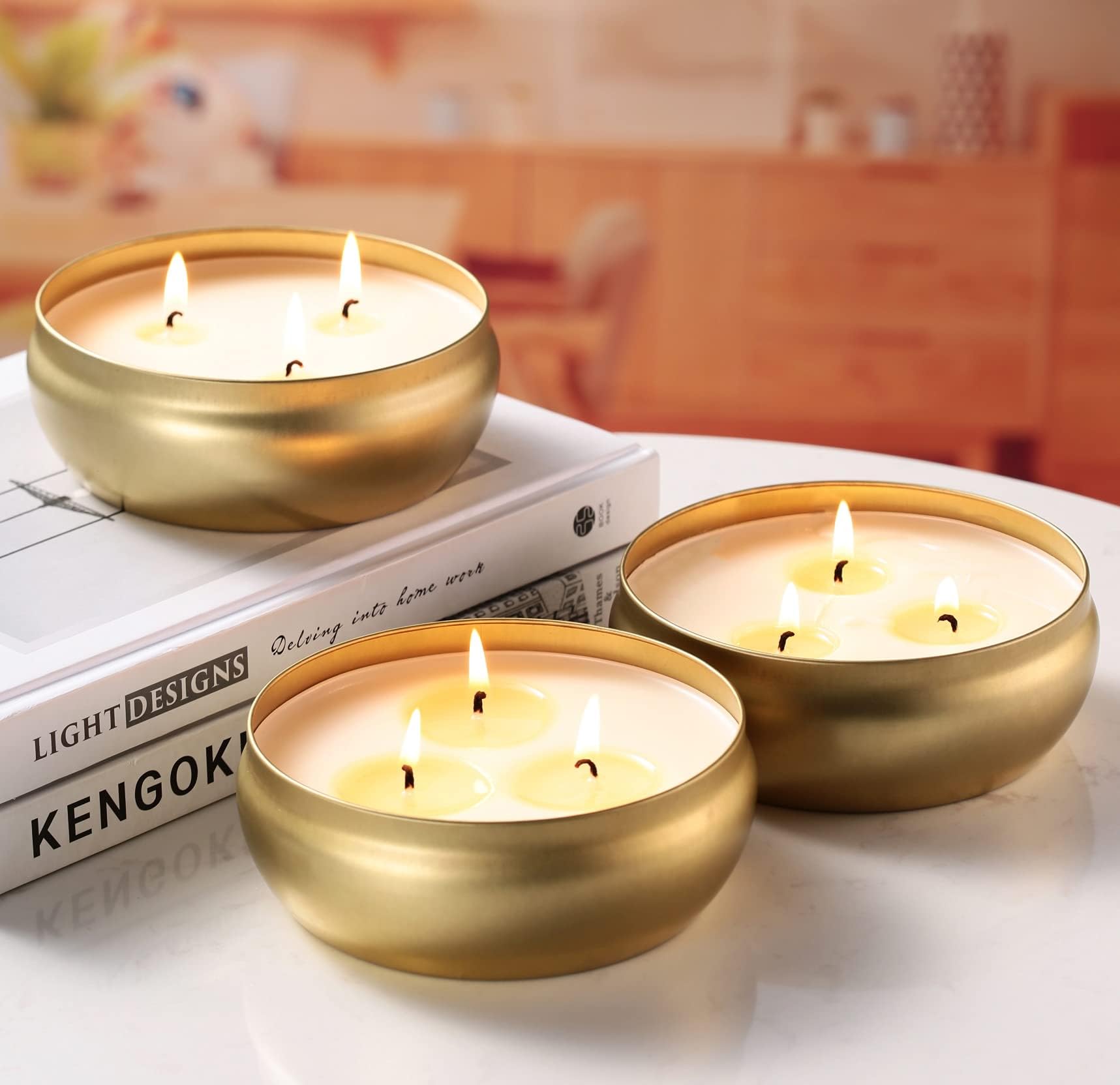 Amazon.com: Kedtui Citronella Candles, 3 Pack Each 3-Wick Scented ...