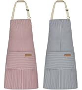 Amazon.com: NLUS 2 Pack Kitchen Cooking Aprons, Adjustable Bib Soft ...