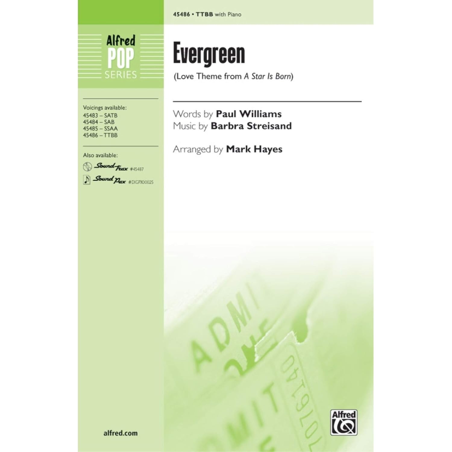 Evergreen - Words by Paul Williams, music by Barbra Streisand / arr ...