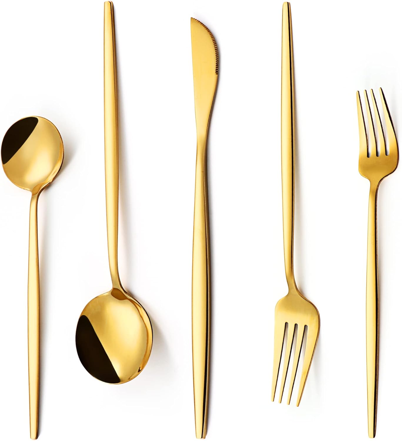 Amazon.com | Matte Gold Silverware Set, Meythway 20-Piece Stainless Steel Flatware Set, Satin ...