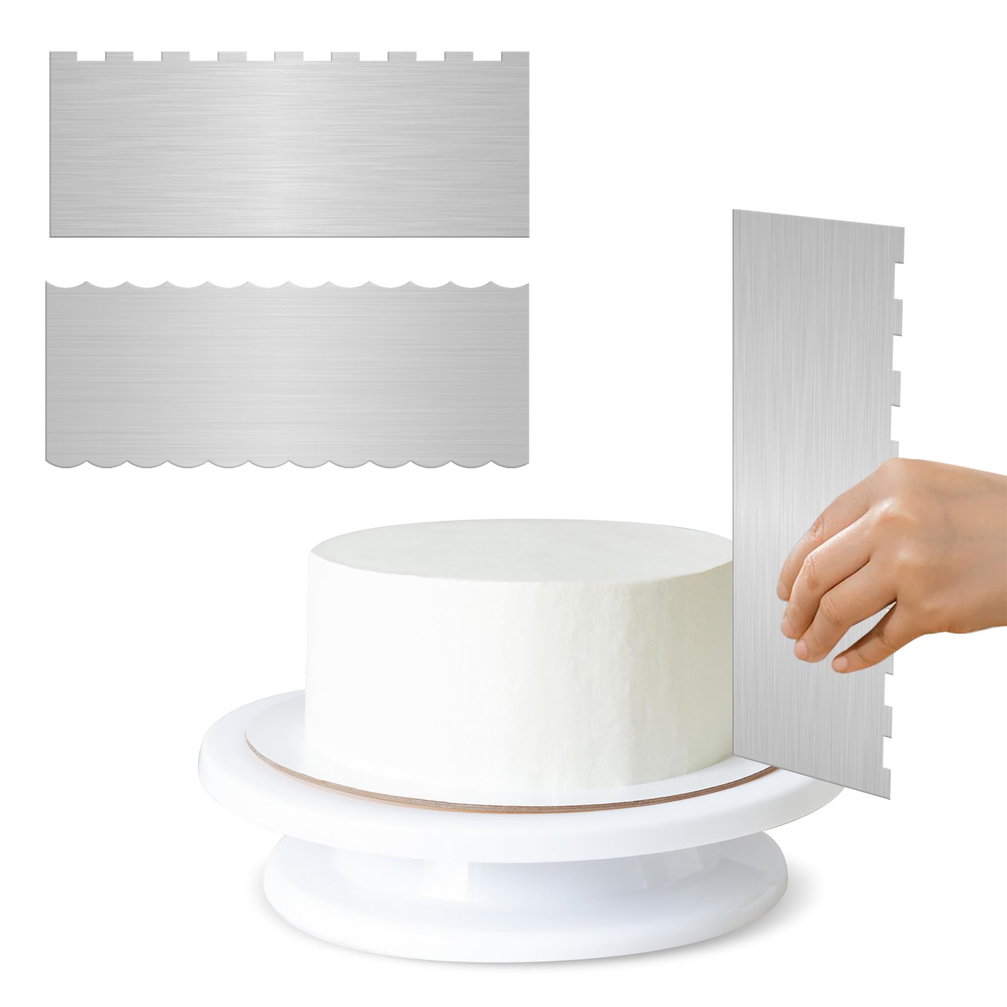 Amazon.com: 12 Inch Stainless Steel Cake Scraper Set of 2, Metal Cake ...