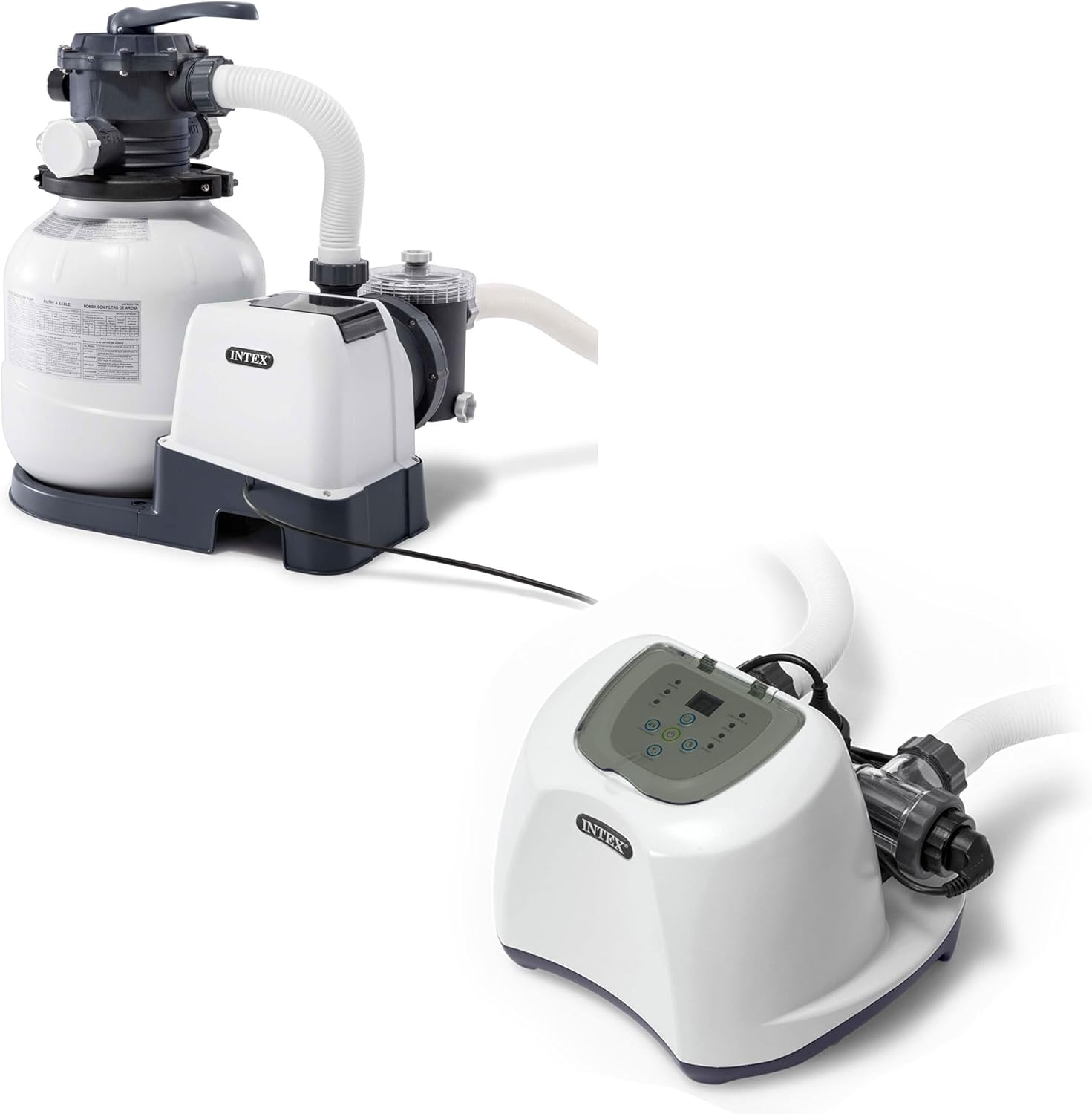 Intex 2100 GPH Pool Sand Filter Pump w/Krystal Clear Saltwater System ...