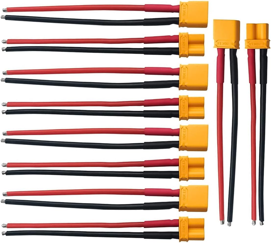 Amazon.com: 5Pairs XT30 Plug Male Female Connector with 100mm 16AWG ...