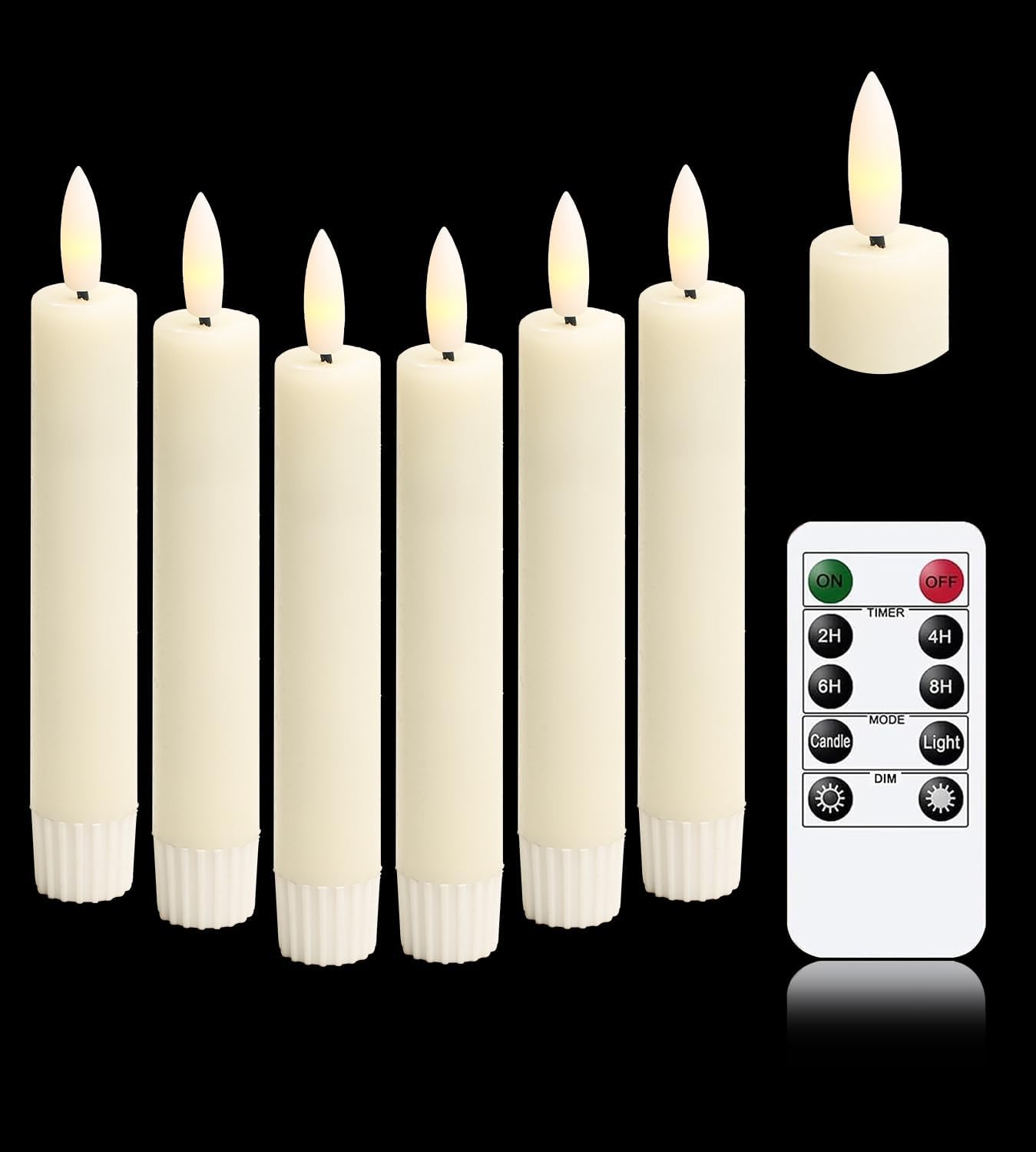 Amazon.com: KSWING Upgraded Real Wax Short LED Flameless Taper Candles ...